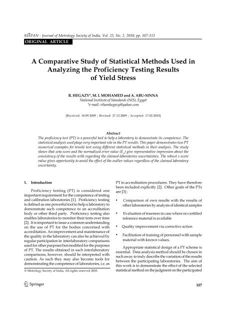 A Comparative Study of Statistical Methods Used in Analyzing the ... A Comparative Study of Statistical Methods Used in Analyzing the ...