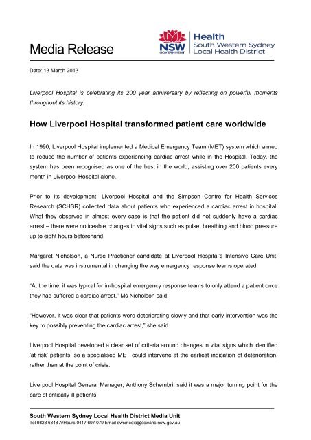 How Liverpool Hospital transformed patient care worldwide