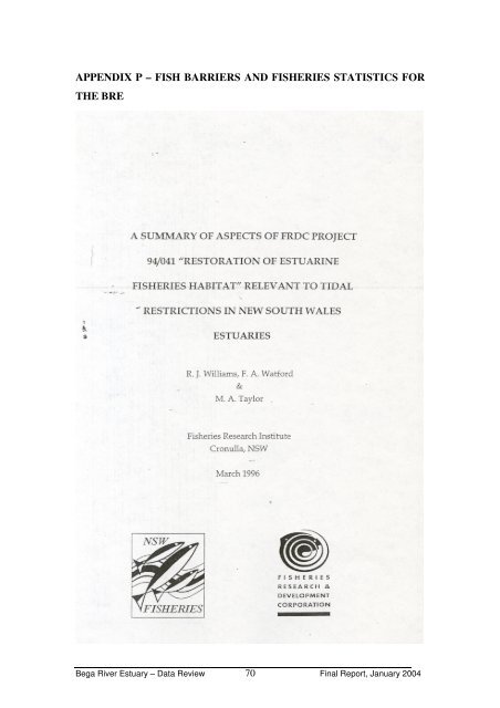 Bega River Estuary Data Review