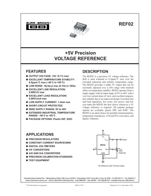 +5V Precision VOLTAGE REFERENCE REF02