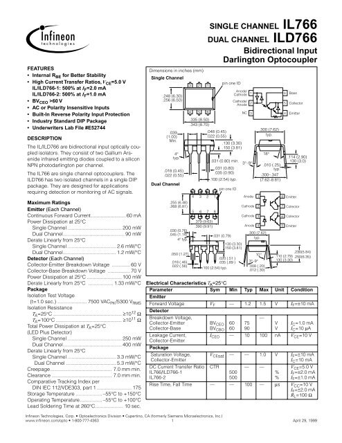 Bidirectional Input Darlington Optocoupler