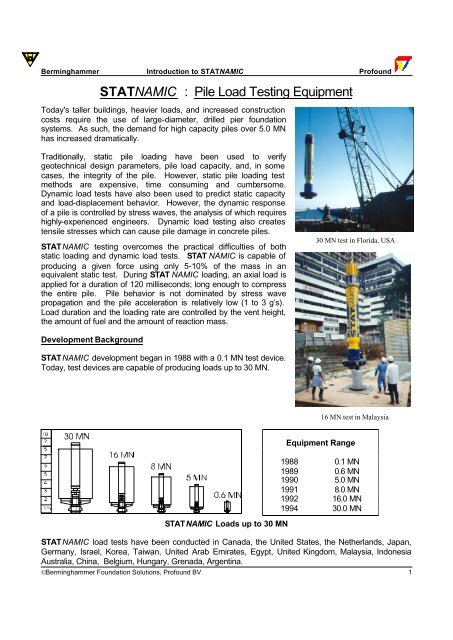 STATNAMIC : Pile Load Testing Equipment - Profound BV