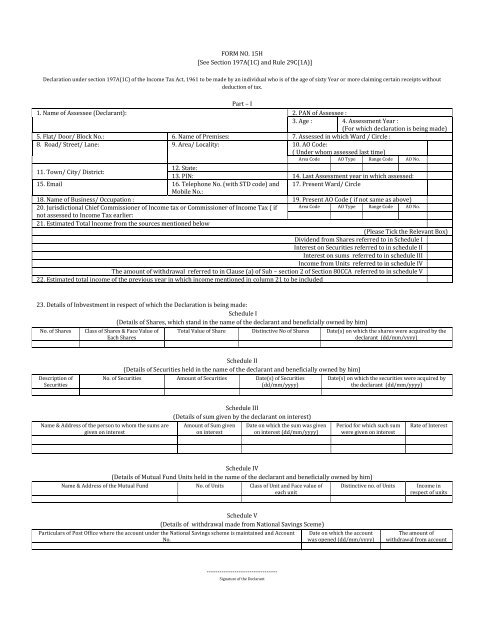 Form 15H - TSR Darashaw Home