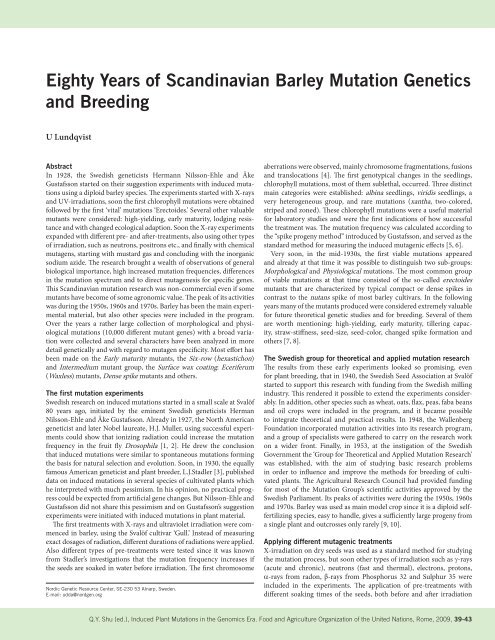Eighty Years of Scandinavian Barley Mutation Genetics and Breeding