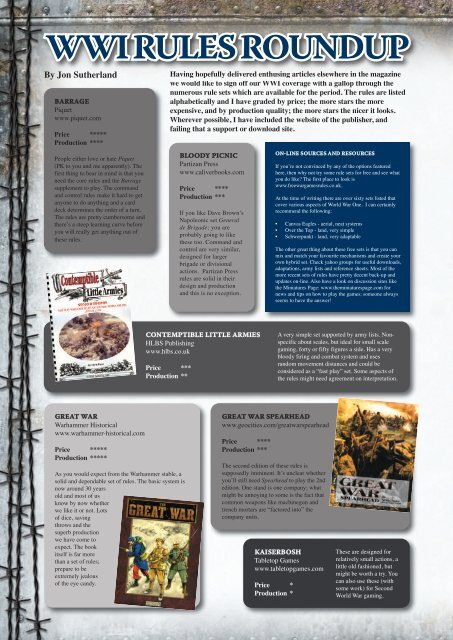 WWI RULES ROUNDUP WWIRULESROUNDUP - Flames of War