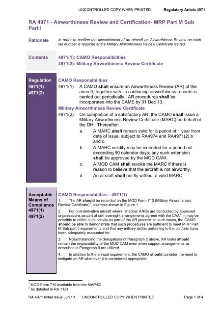 RA4971 Airworthiness Review and Certification - Military Aviation ...