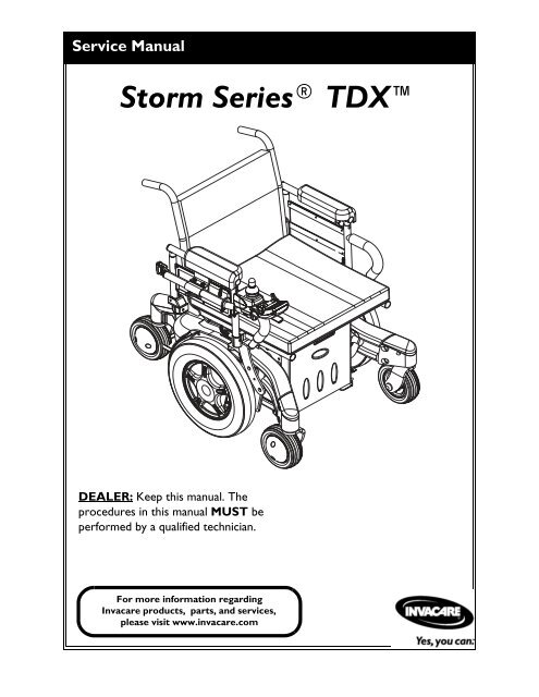 Invacare Storm Series - Tdx Service Manual - Scootaround