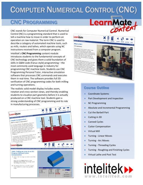 E-learning Content CNC Programming Technology - Intelitek
