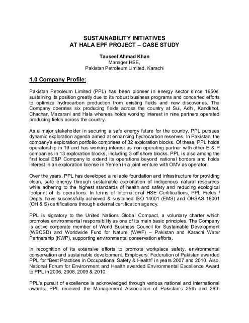 CASE STUDY â SUSTAINABILITY INITIATIVES - IEP Karachi Centre