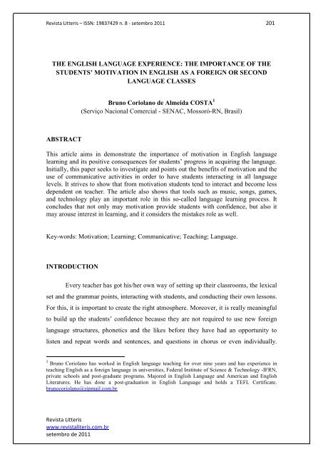 THE ENGLISH LANGUAGE EXPERIENCE: THE IMPORTANCE OF ...