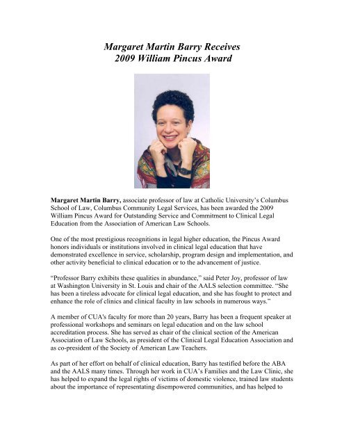 Margaret Martin Barry Receives William Pincus Award - Columbus ...