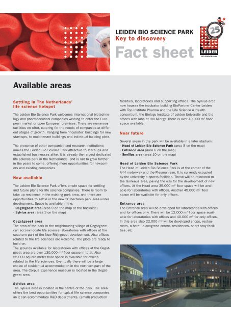 Fact sheet - Leiden Bio Science Park