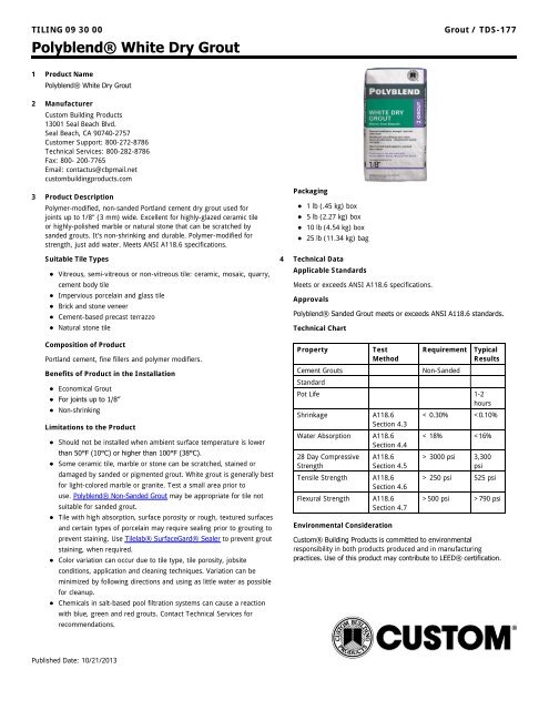 Technical Data Sheet - Custom Building Products