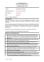 Job description and person specification - Nottinghamshire Police