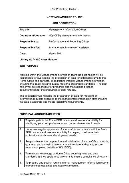 Job description and person specification - Nottinghamshire Police