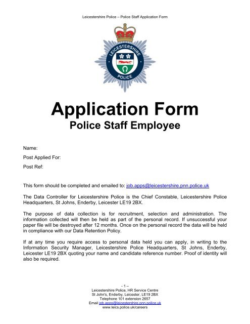Application form - Nottinghamshire Police