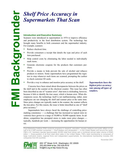 Shelf Price Accuracy in Supermarkets That Scan - Food Marketing ...