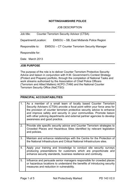 Job description and person specification - Nottinghamshire Police