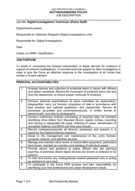 Job description and specification - Nottinghamshire Police