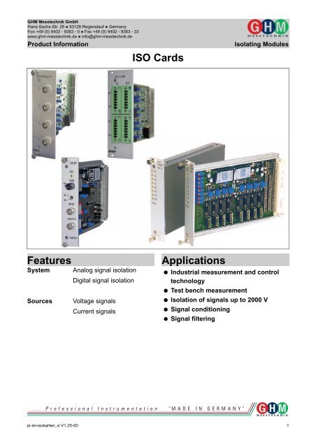 ISO Cards Features Applications