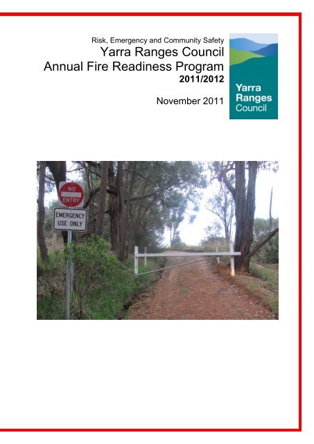 Annual Fire Management Program - Shire of Yarra Ranges