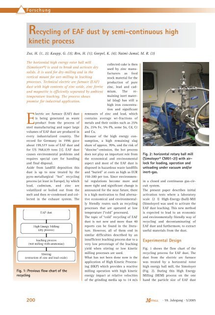 Recycling of EAF dust by semi-continuous high kinetic ... - Zoz GmbH