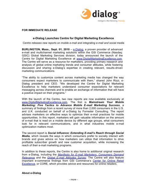 e-Dialog Launches Centre for Digital Marketing Excellence