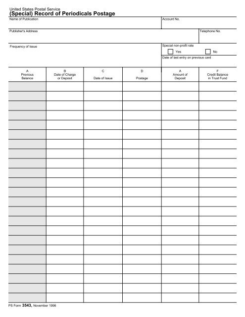 PS Form 3543, (Special) Record of Periodicals ... - NALC Branch 78