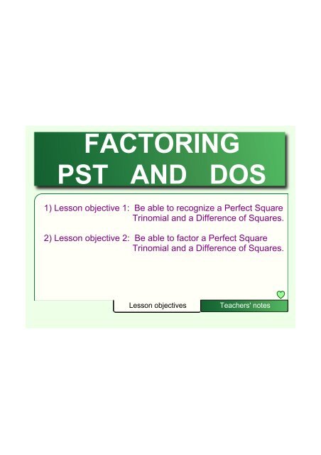factoring difference of squares trinomial