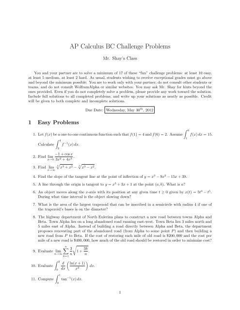 Ap Calculus Problems