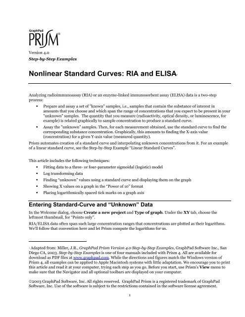 Nonlinear Standard Curves: RIA and ELISA1 - GraphPad Software