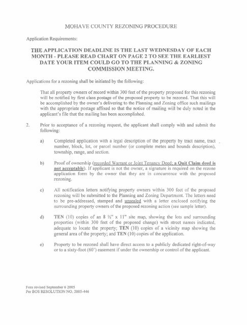 MOHAVE COUNTY REZONING PROCEDURE THE APPLICATION ...