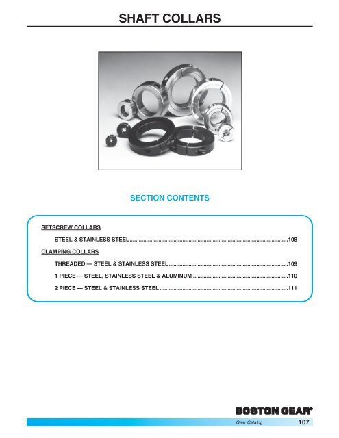 SHAFT COLLARS - Boston Gear
