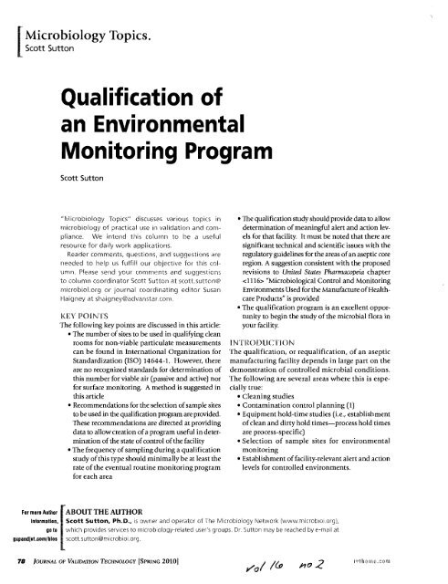 Qualification of an Environmental Monitoring Program - The ...