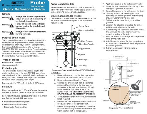Probe Installation Quick Reference - Franklin Fueling Systems
