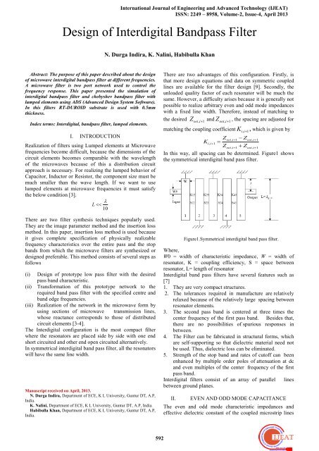 Design of Interdigital Bandpass Filter - International Journal of ...