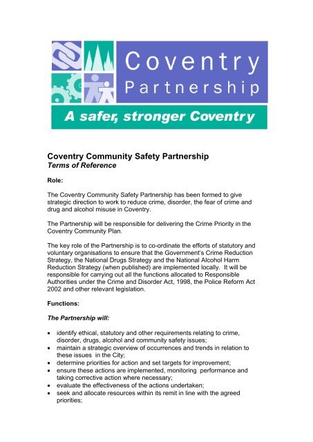 Coventry Community Safety Partnership - Coventry Partnership