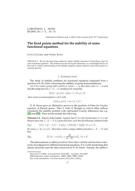 The fixed points method for the stability of some functional equations
