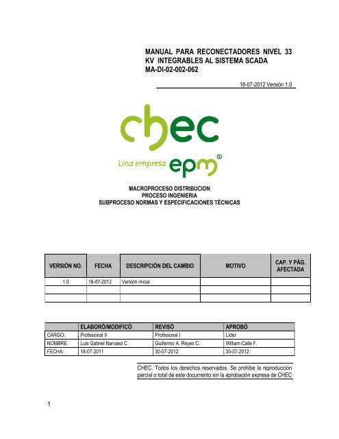 PROCEDIMIENTO PARA - Chec