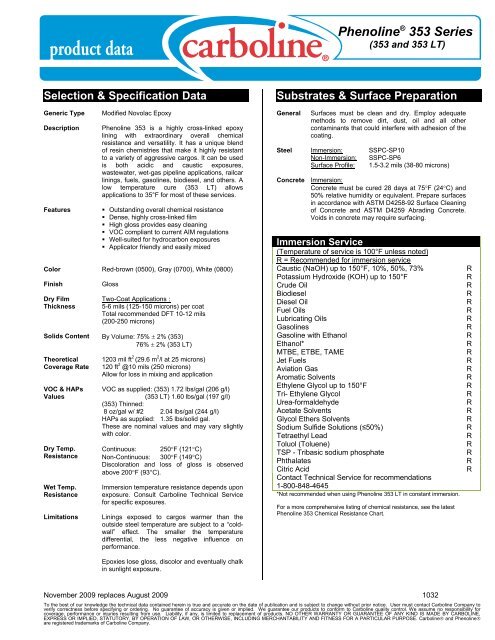 PhenolineÂ® 353 Series