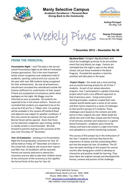 from the principal - Manly Selective Campus