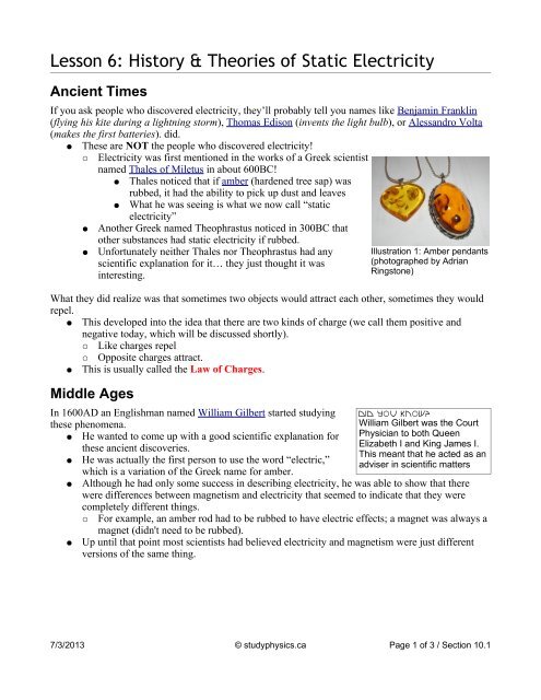 Thales Of Miletus Electricity