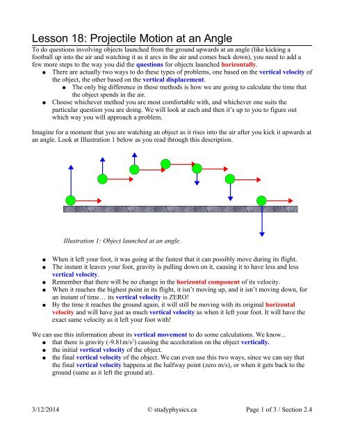 Lesson 18: Projectile Motion at an Angle