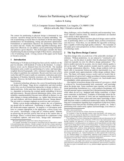 Futures For Partitioning In Physical Design Ucsd Vlsi Cad
