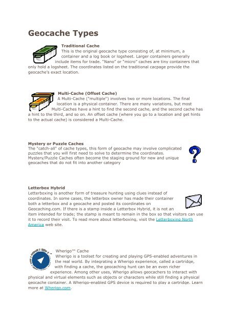 Geocache Types - GPS Training