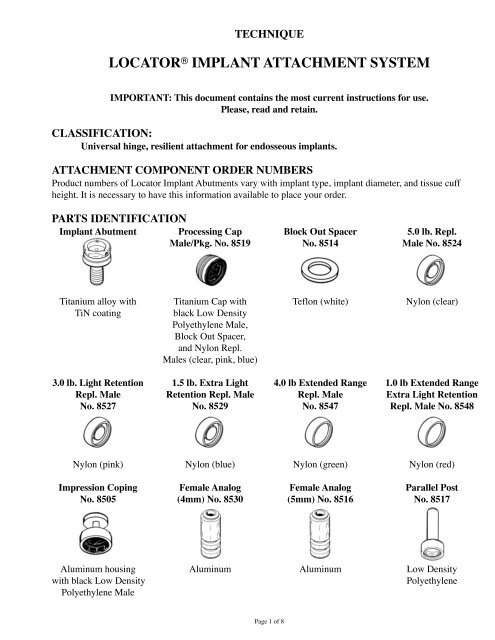Zest IMPLANT L8002B.qxd - Ragle Dental Laboratory, Inc.