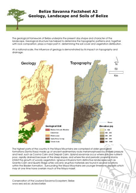 Belize Savanna Factsheet A2 Geology, Landscape and Soils of Belize