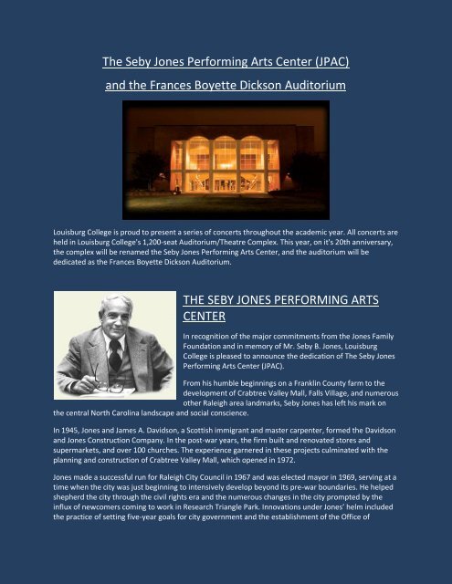 The Seby Jones Performing Arts Center - Louisburg College