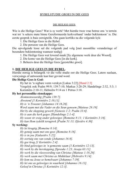 Groei in die Heilige Gees 01