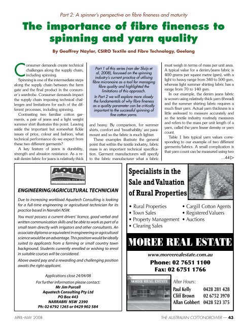 The importance of fibre fineness to spinning and yarn quality